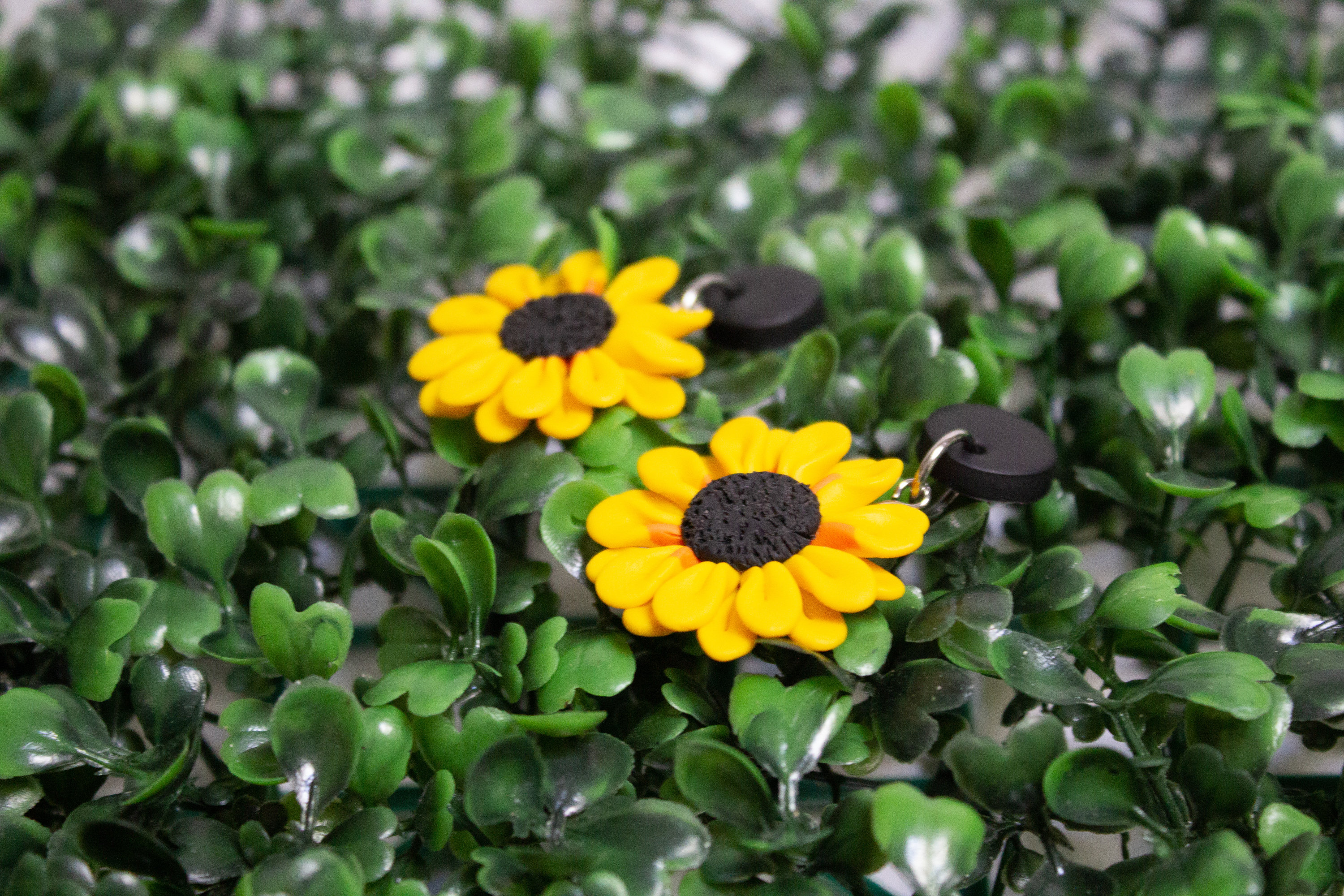 Polymer Clay Sunflower Dangles, Stud Tops, Handmade Stud Earrings, Two ...