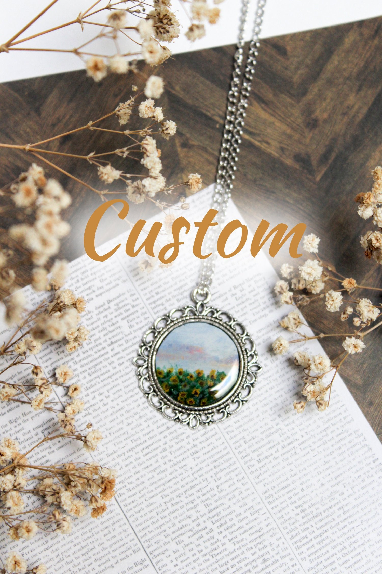 Custom Hand-painted Pendant, Landscape, Portrait, Handmade Jewellery ...
